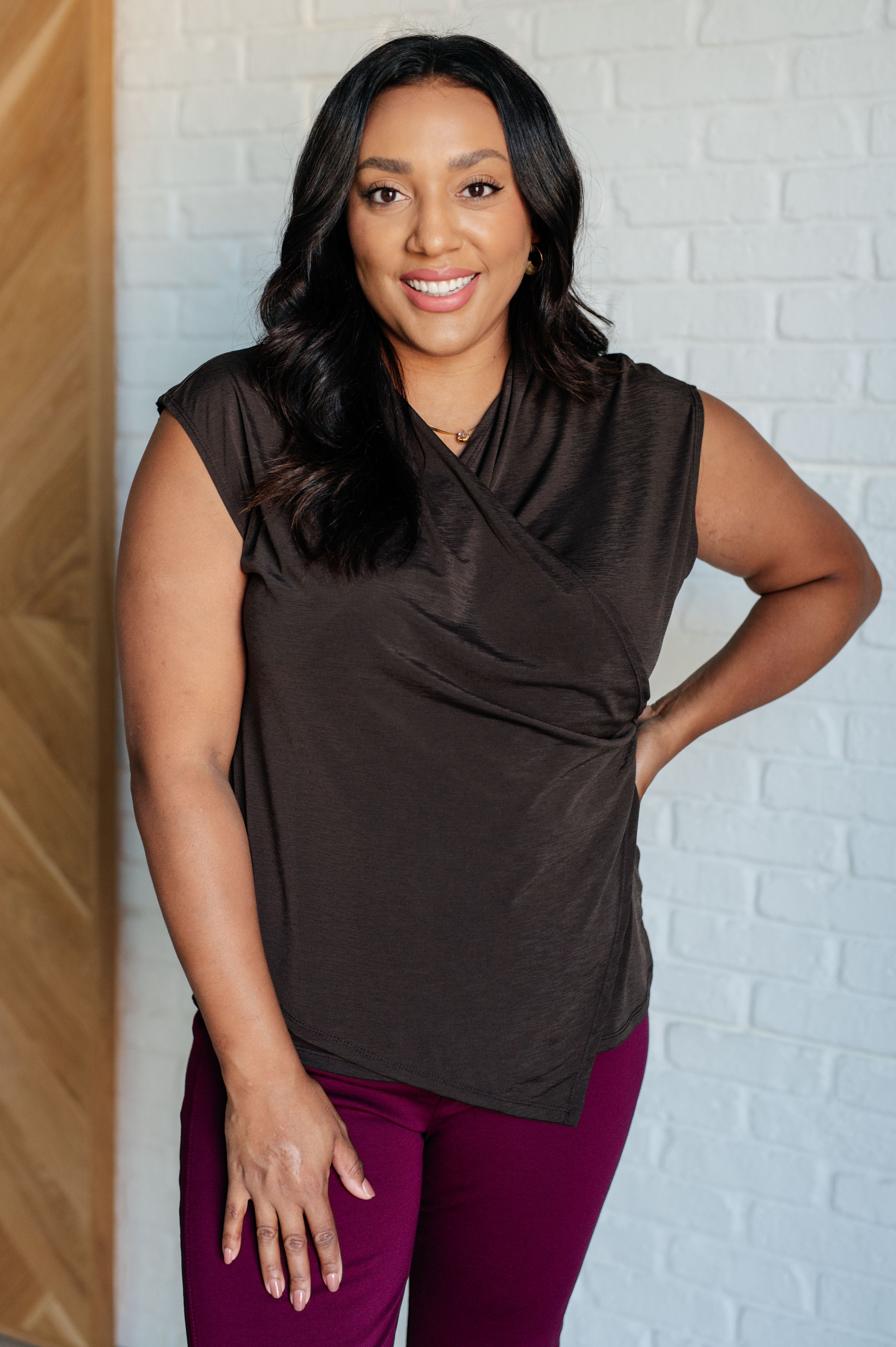 Classic Surplice Front Top in Chocolate – Orchard Way