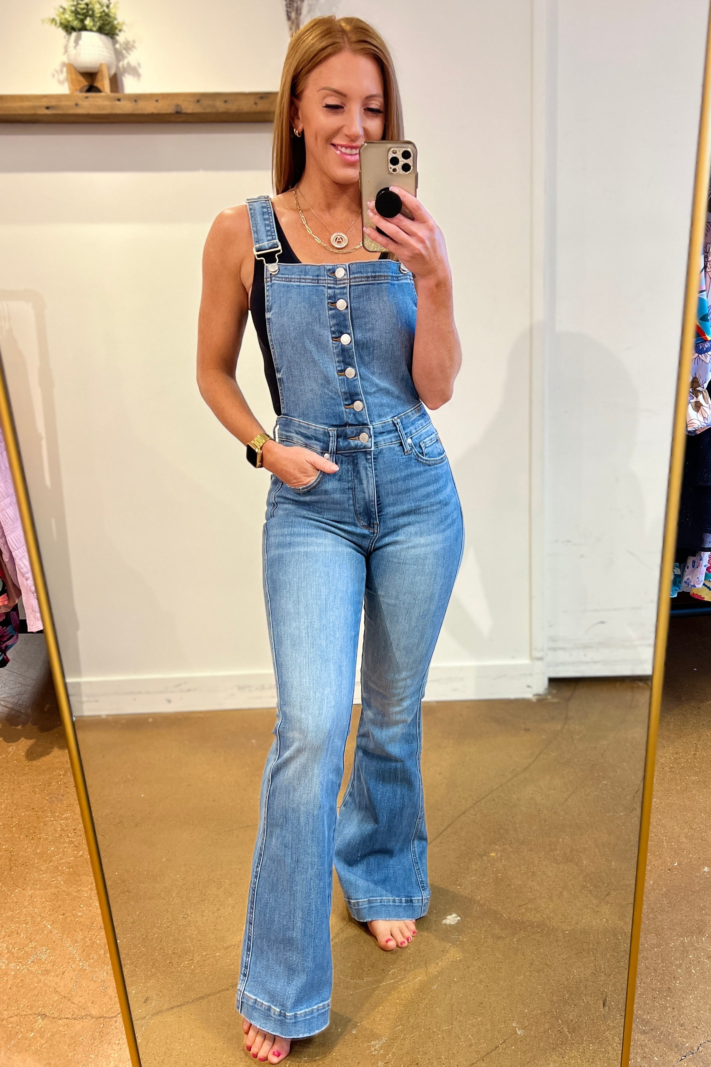 Izzy Control Top Retro Flare Judy Blue Overalls – Orchard Way